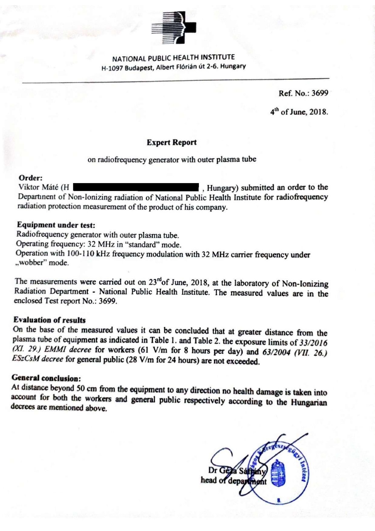 Certficates - Rife Plasma